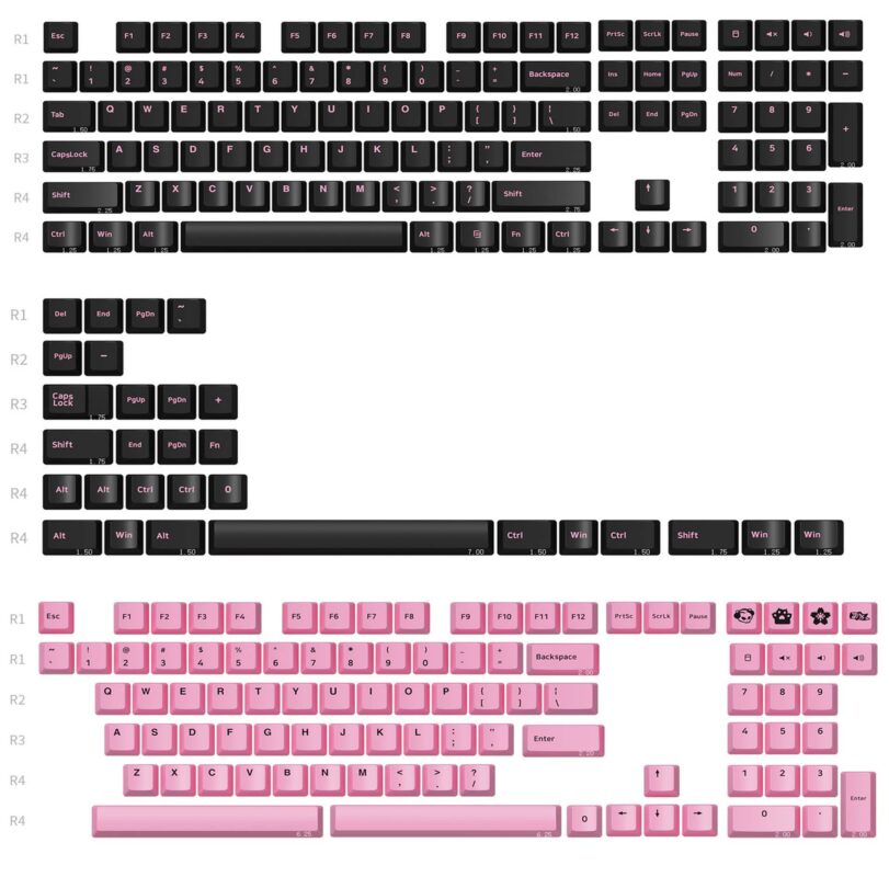 Bộ Keycap AKKO Black Pink ( PBT Double-Shot / Cherry profile / 229 nút )