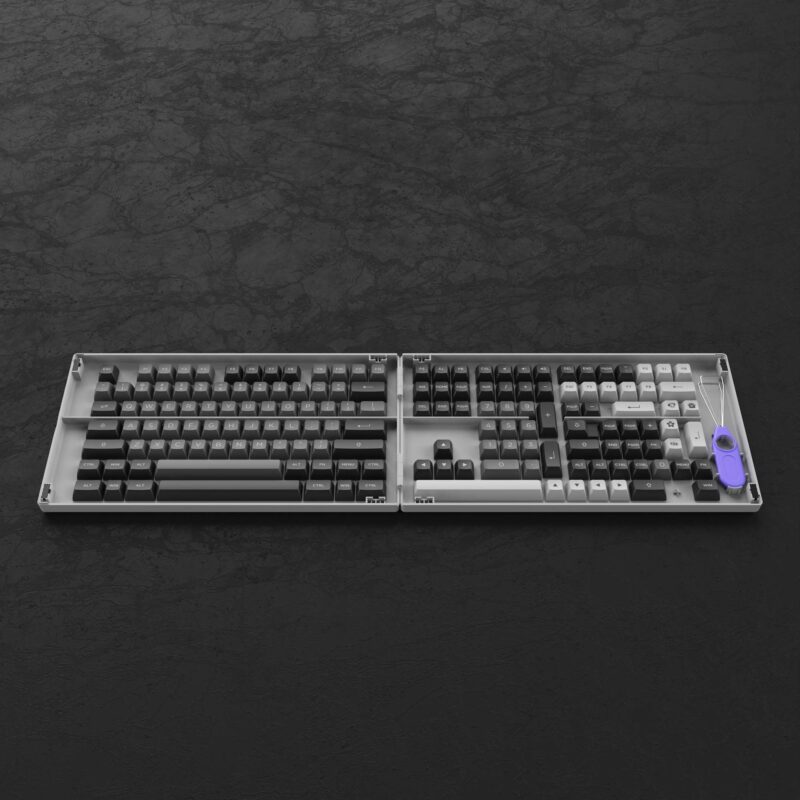 AKKO Keycap set – Black & Silver (PBT Double-Shot/ASA profile/198 nút)