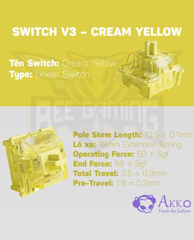 AKKO Switch v3 – Cream Yellow (45 switch) - AKKO Gear - Touch The Fashion