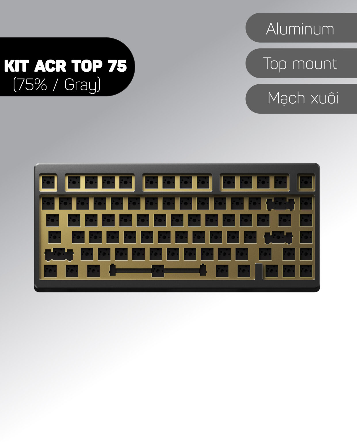 Kit bàn phím cơ AKKO ACR TOP 75 – Gray (Nhôm / Top mount / Hotswap ...