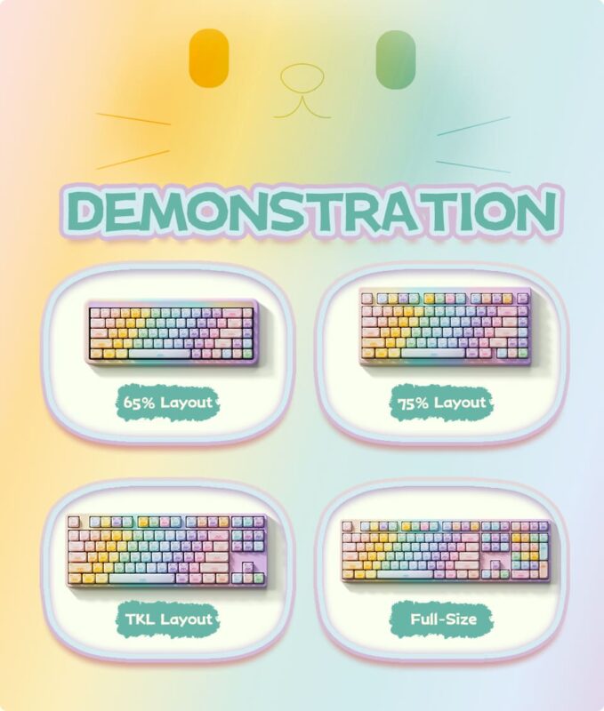 Bộ keycap AKKO - Colorful Cats (PBT Dye-Subbed / MAO Profile / 142 nút)