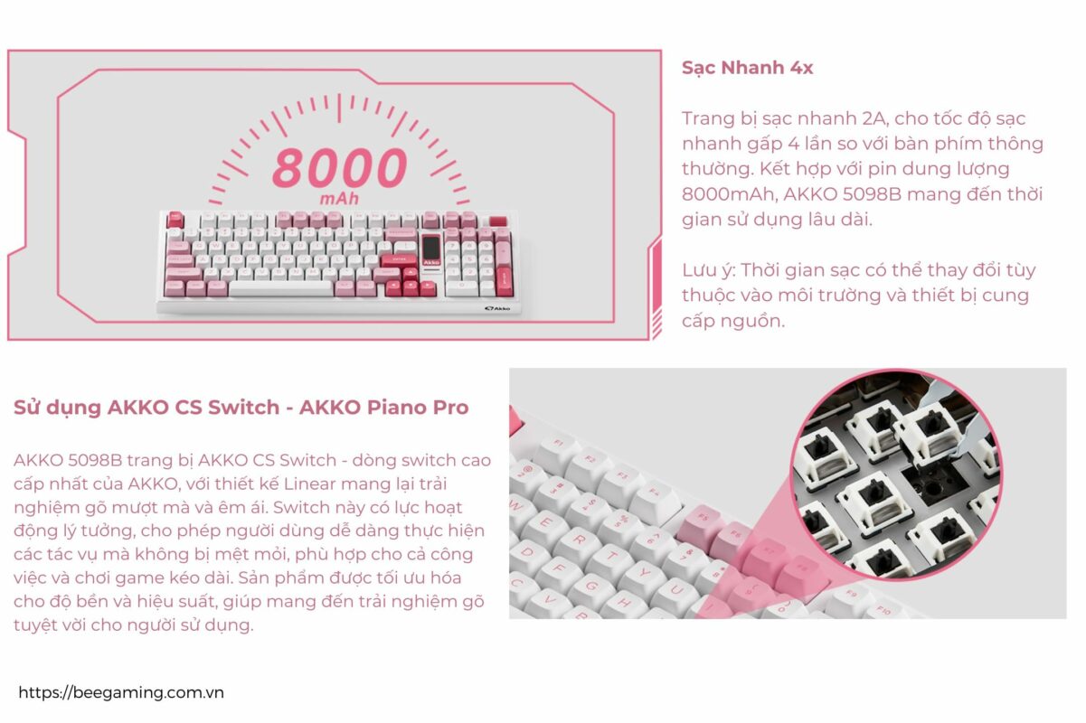 Bàn phím cơ không dây AKKO 5098B Prunus Lannesiana (Multi-modes ...